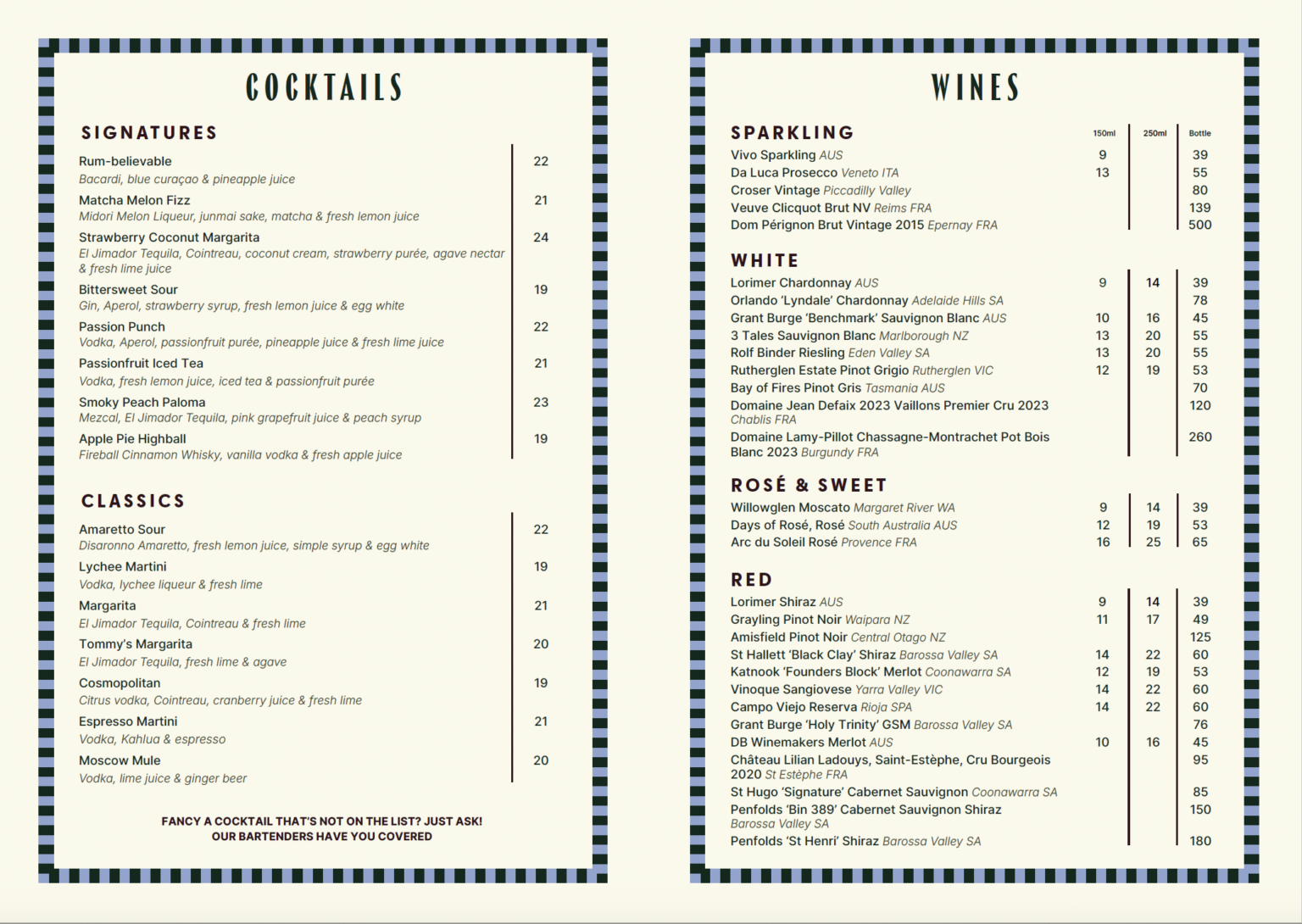Menu - The Flynn